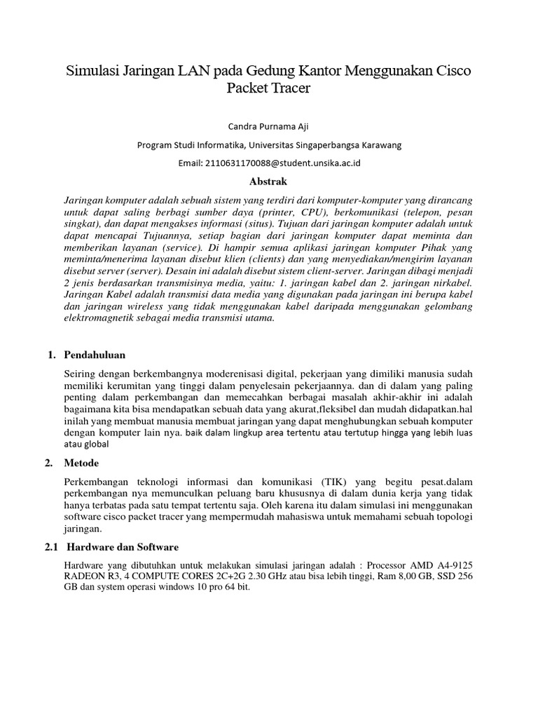 Simulasi Jaringan LAN Pada Gedung Kantor Menggunakan Cisco Packet ...