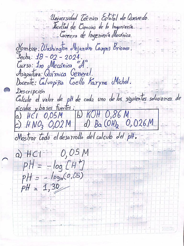 Calculo Del PH | PDF