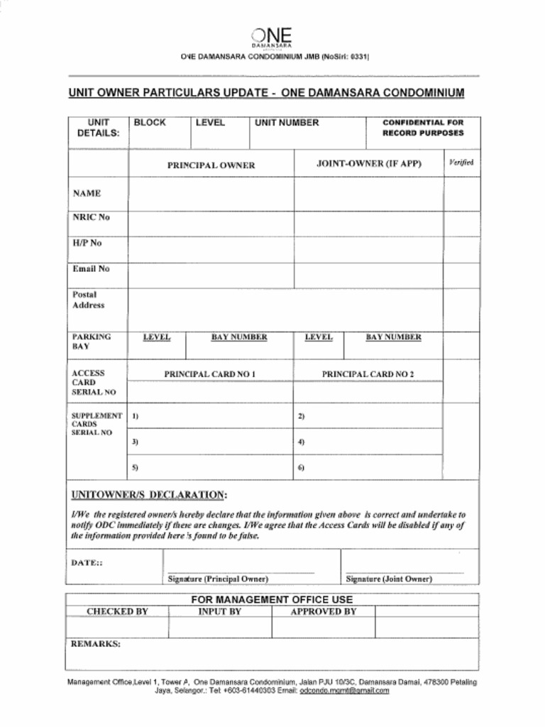 Unit Owners Particular Update | PDF