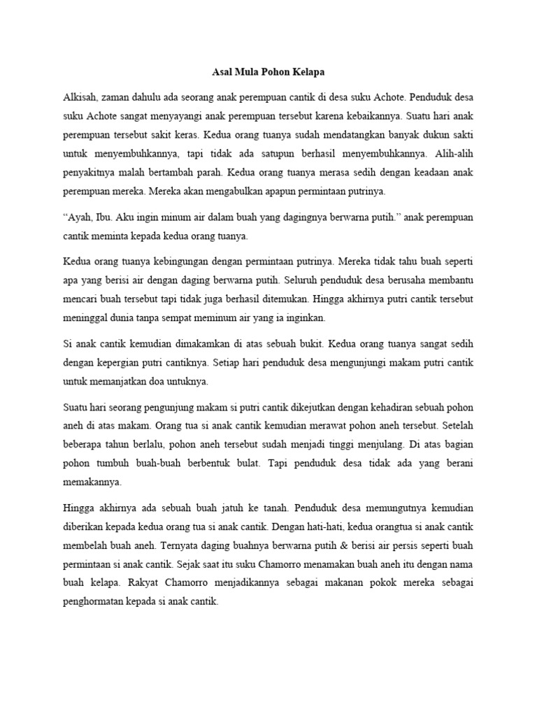 Asal Mula Pohon Kelapa dalam Legenda | PDF | Agama & Spiritualitas