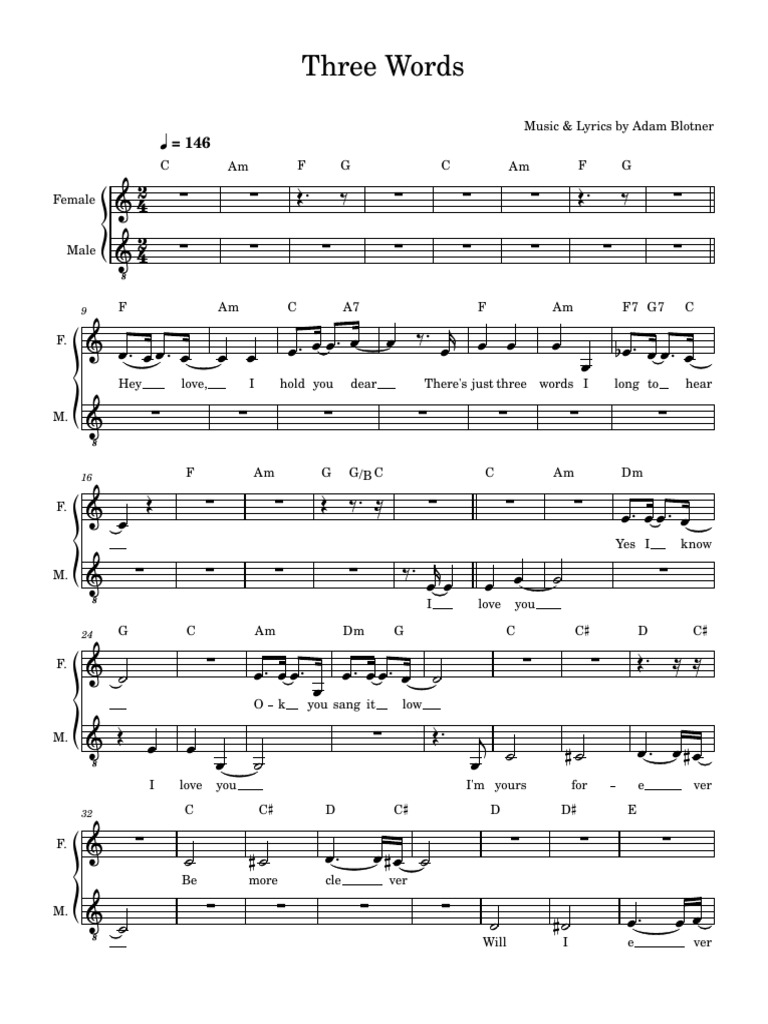 Three Words Lead Sheet | PDF