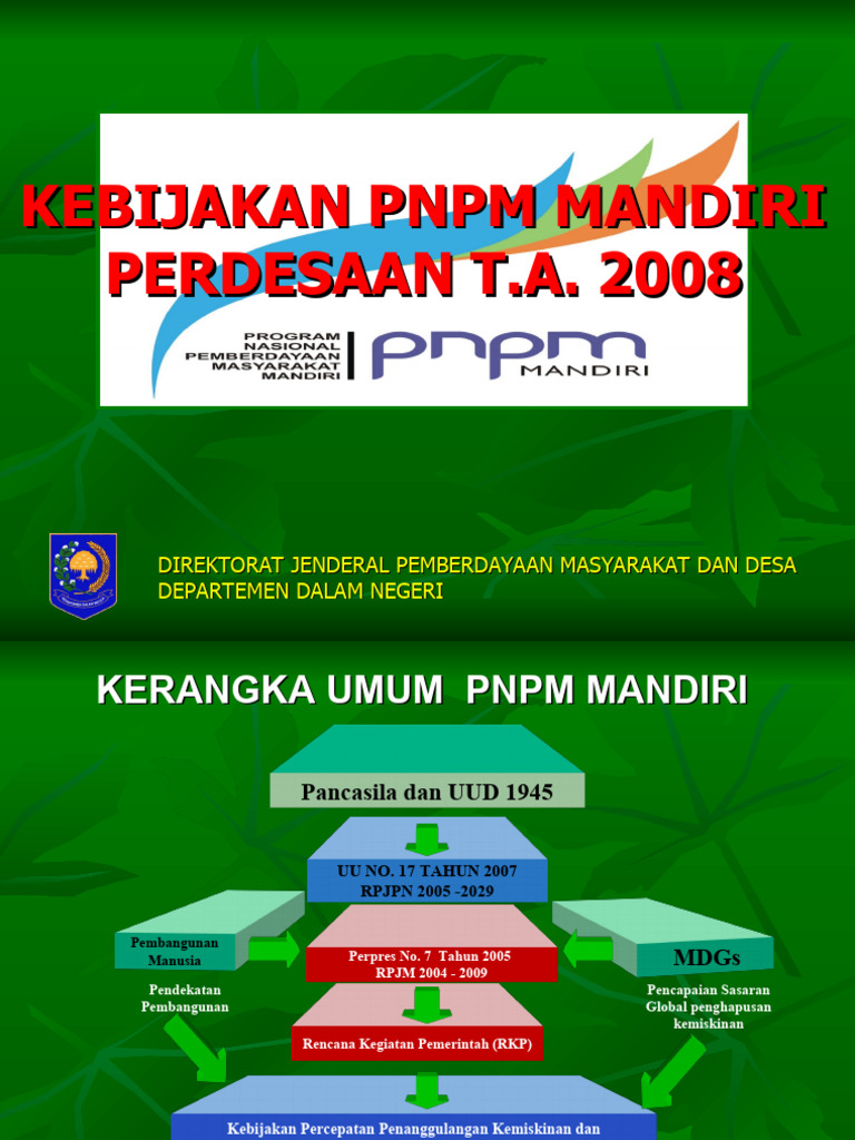 KEBIJAKAN PNPM MANDIRI (Pelatihan) | PDF | Politik | Ilmu Sosial