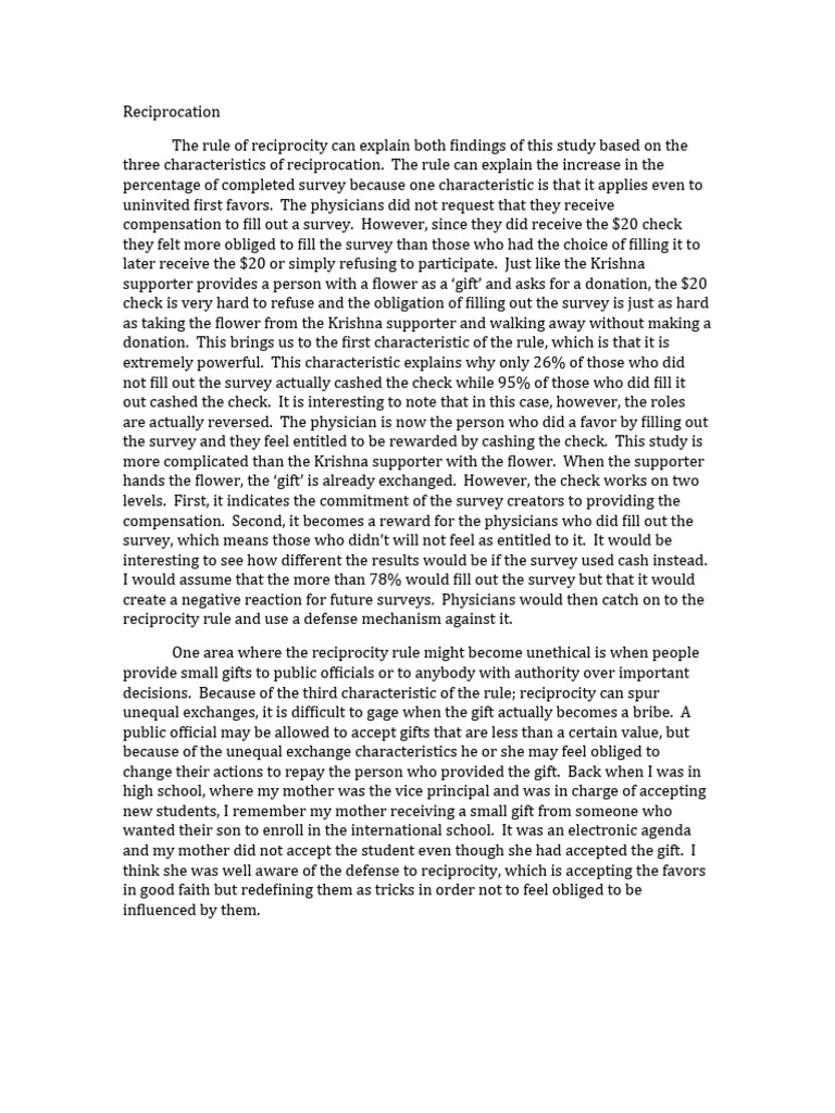 The Power of Reciprocity in Surveys | PDF