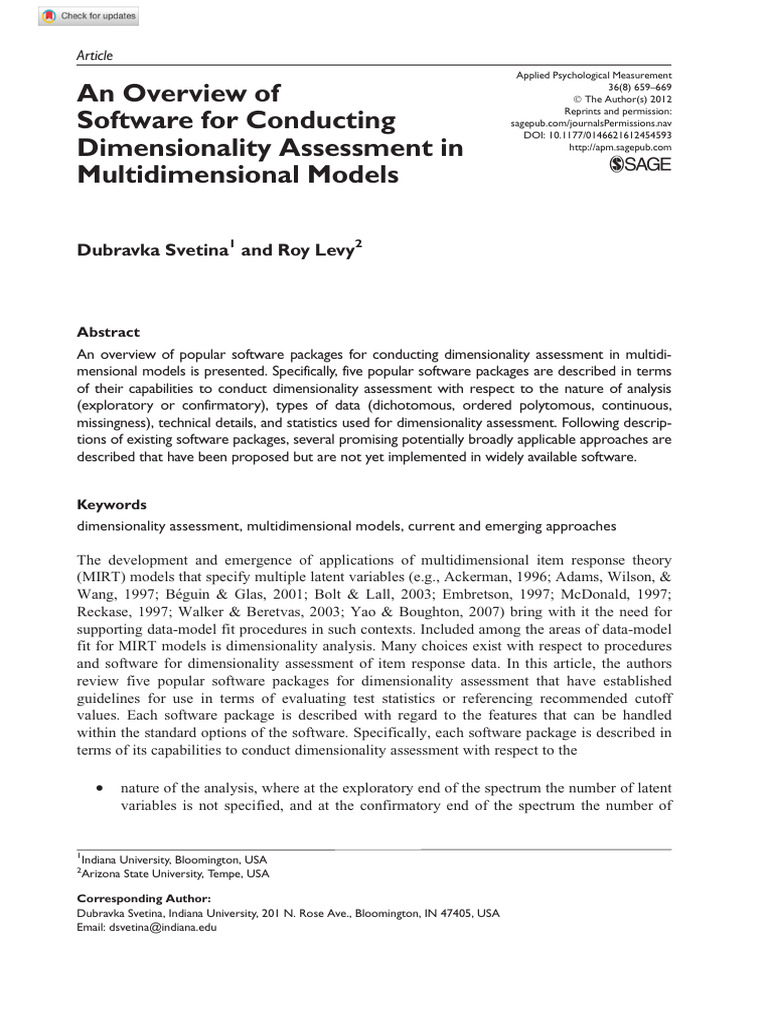 An Overview of Software For Conducting Dimensionality Assessmentent in Multidiomensional Models ...