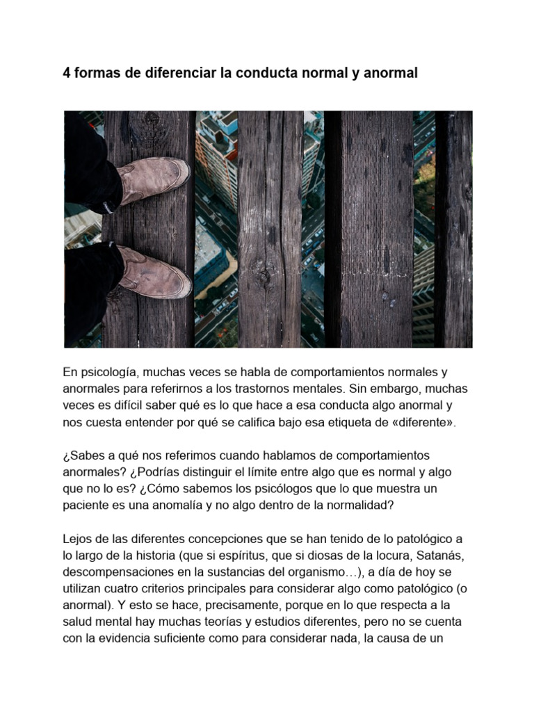 4 Formas de Diferenciar La Conducta Normal y Anormal | PDF | Relaciones ...