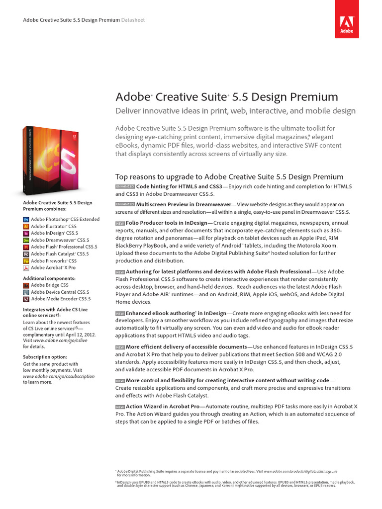 11 Adobe - Creative - Suite - 5 - 5 - Design - Premium - Datasheet ...