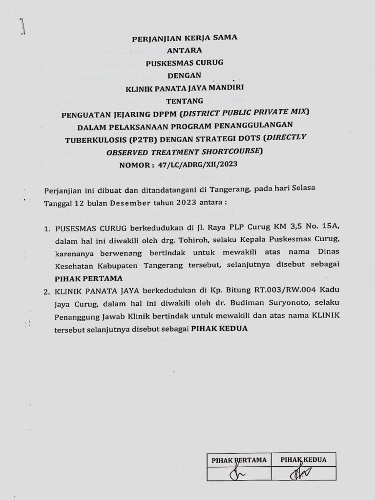 Mou TB Puskesmas | PDF