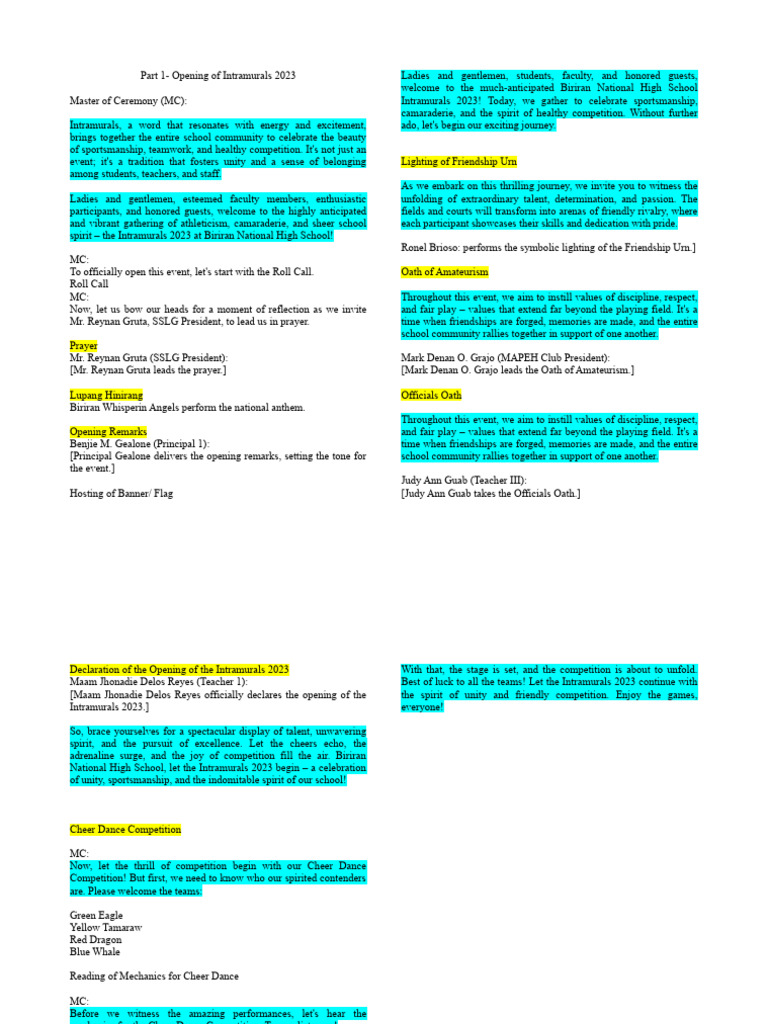 Script Intrams 2023 | PDF