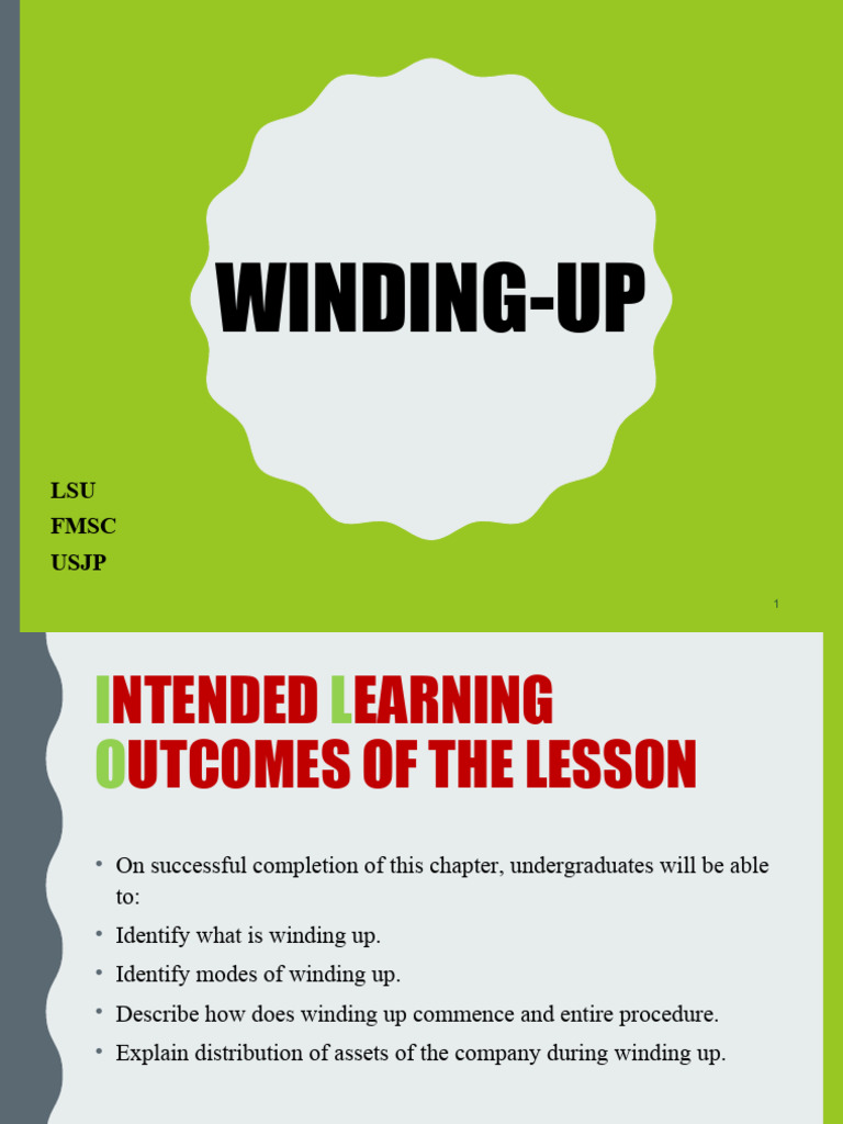 Winding Up | PDF | Liquidation | Corporate Law