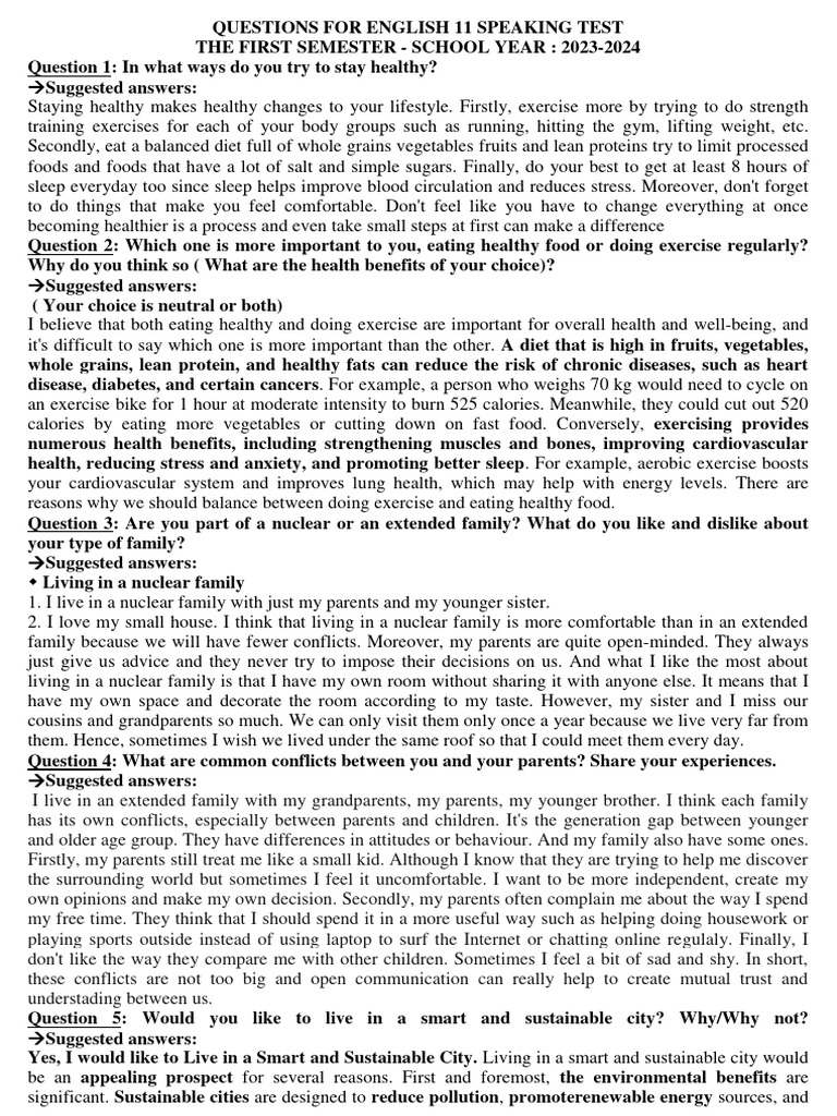 Speaking Test | PDF | Self-Improvement | Wellness