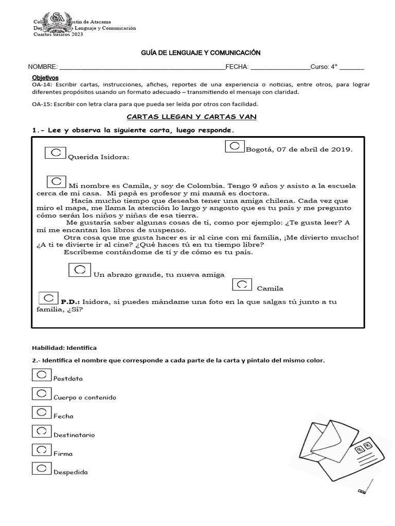 Guía de Lenguaje y Comunicación La Carta 1 | PDF
