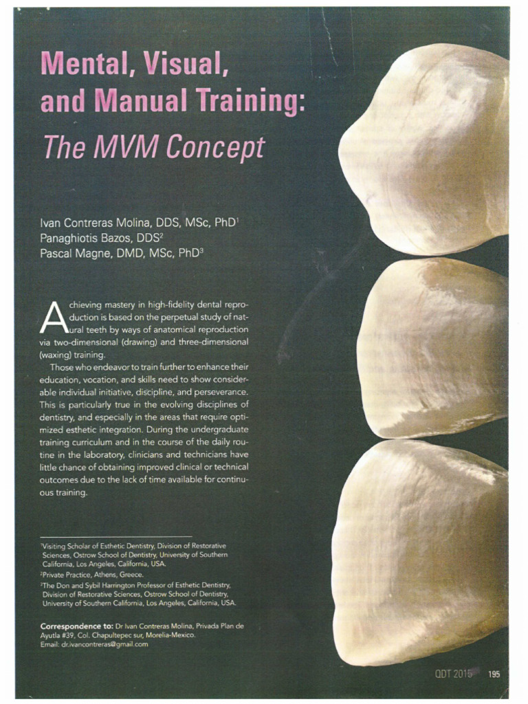 Mental, Visual and Manual Training The MVM Concept | PDF