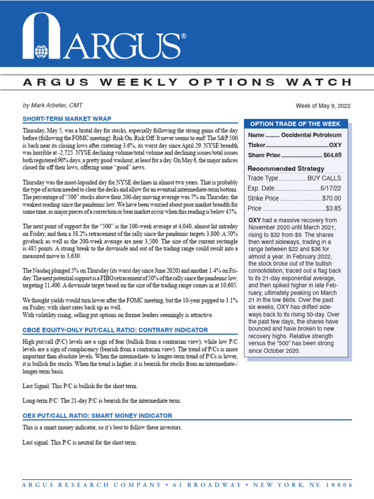 Argus Weekly Report - 5-9-2022 | PDF