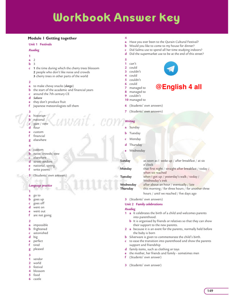 G11 Work Book Answers Unit 1 6 | PDF | Mail