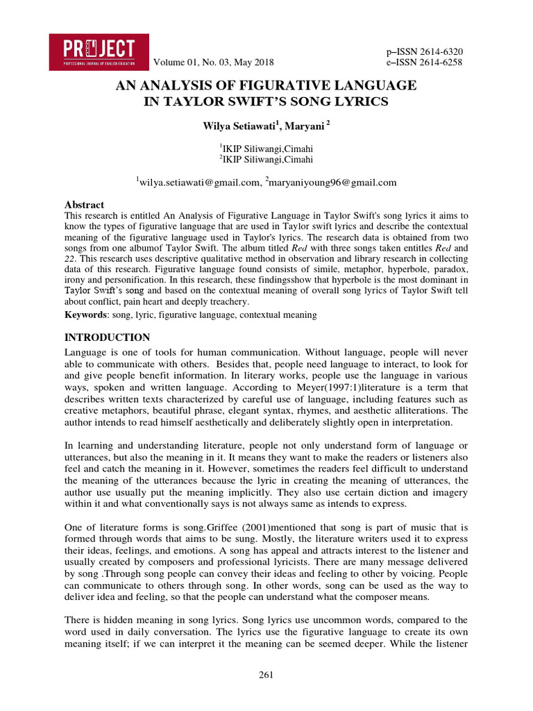 An Analysis of Figurative Language in Taylor Swift | PDF | Metaphor | Irony