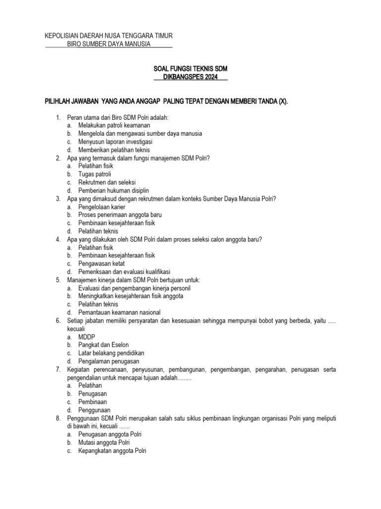 Soal Pama SDM | PDF | Bisnis