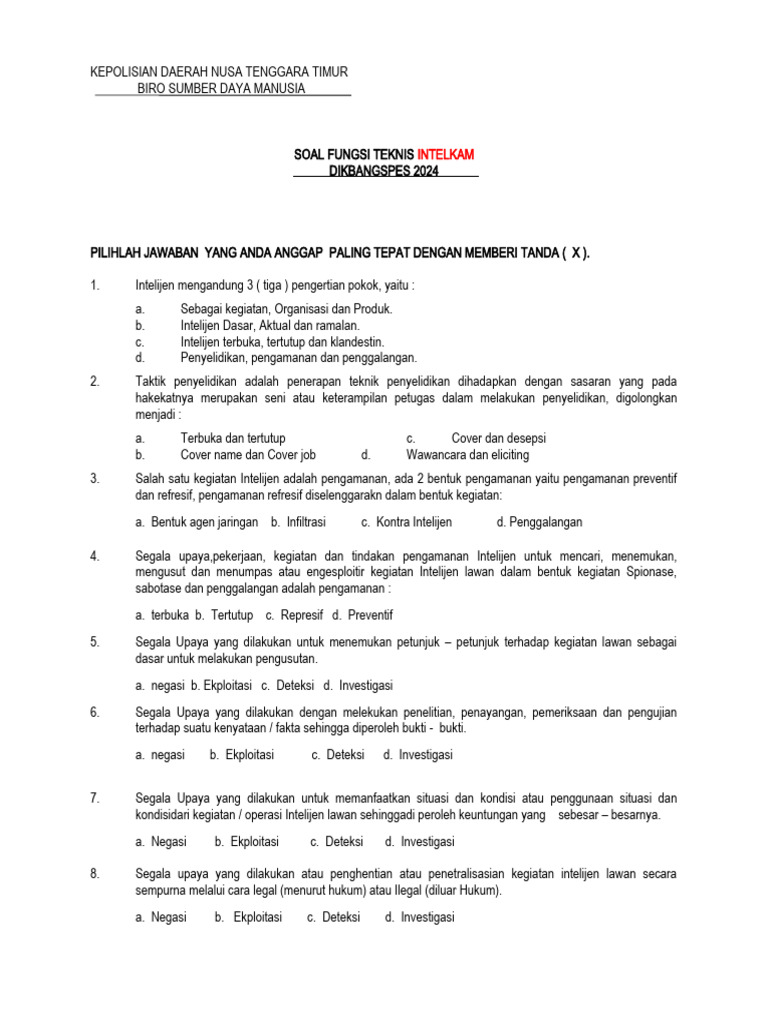 Soal Pama Intel | PDF