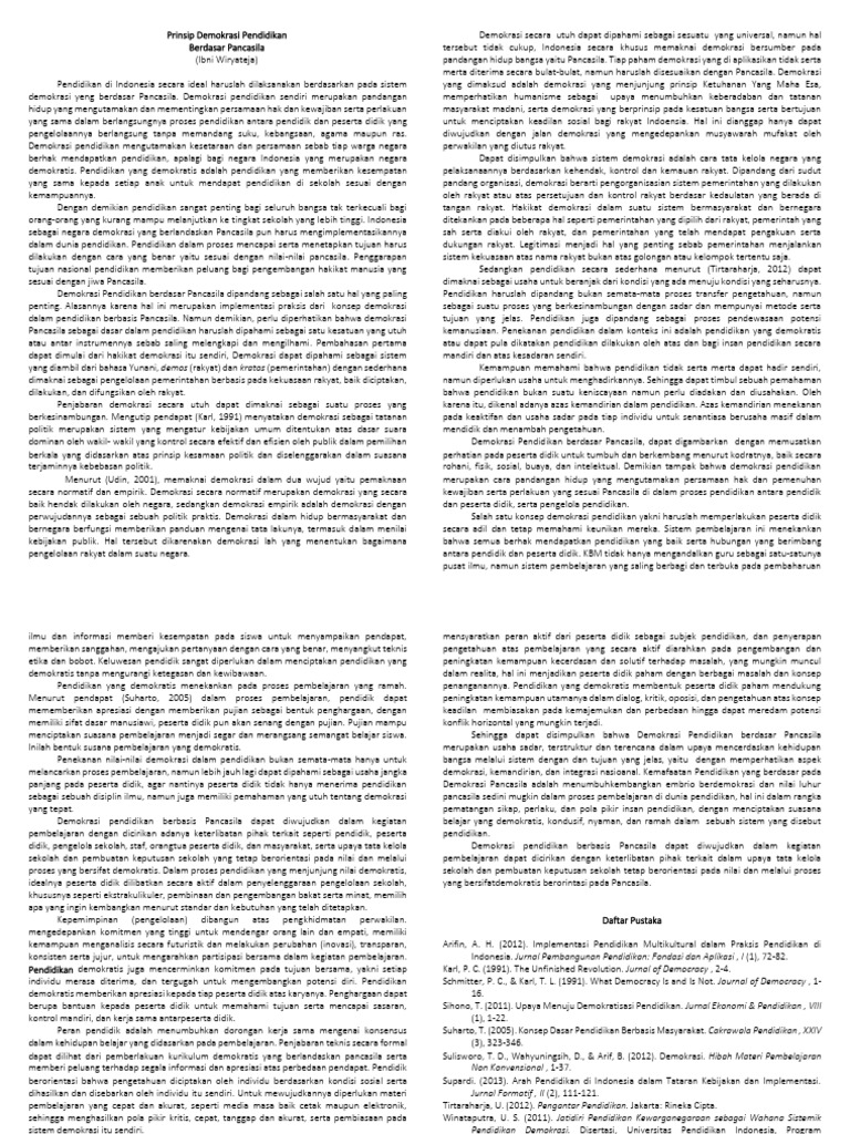 Artikel 1 Demokrasi Dan Membangun Demokrasi Di Pendidikan Pdf 