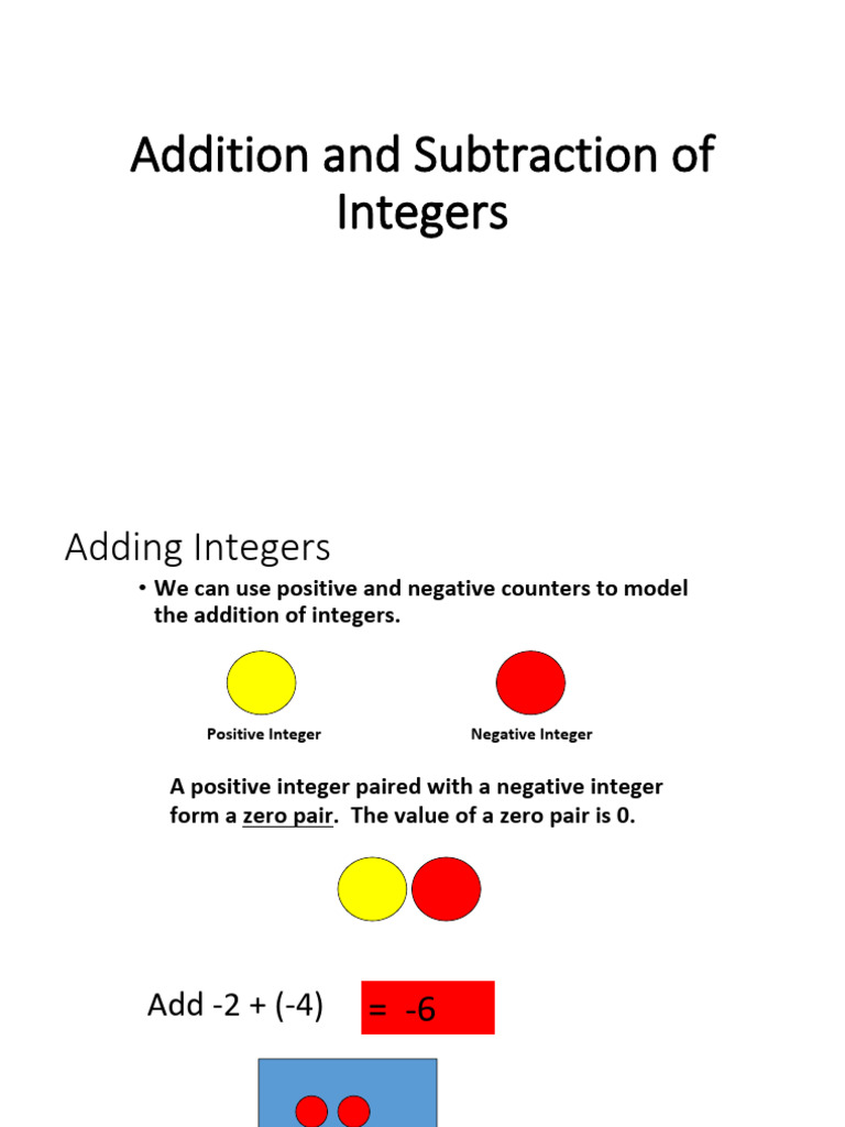 Addition and Subtraction of Integers | PDF | Computers