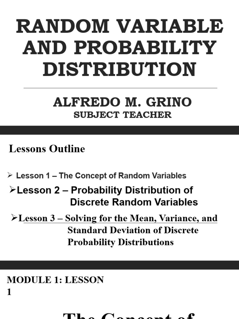1.random Variable and Probability Distribution | PDF | Probability Distribution | Variance