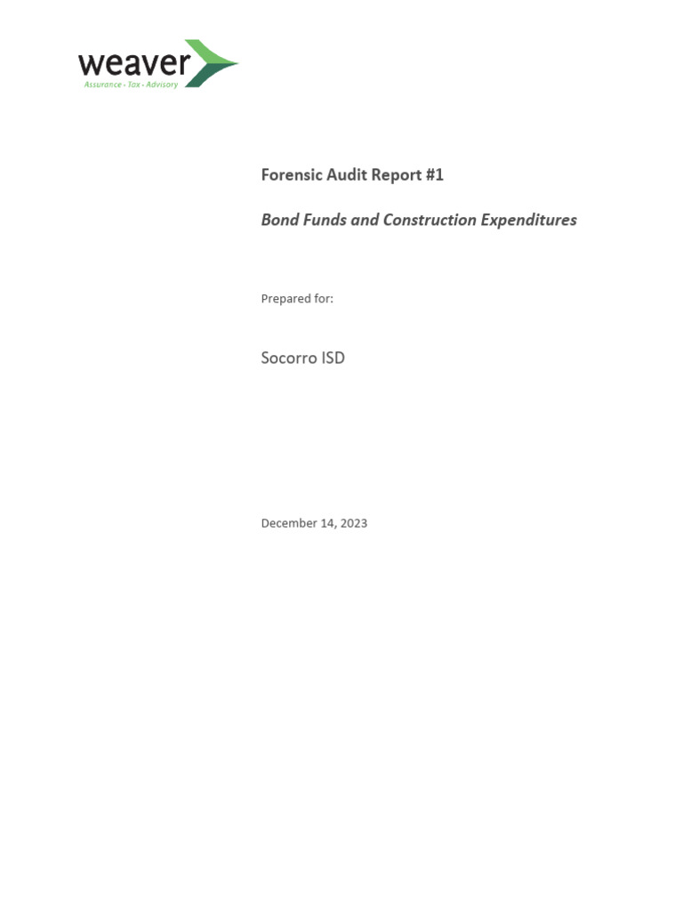 Weaver Forensic Audit Report No. 1 - 2017 Bond Program | PDF ...