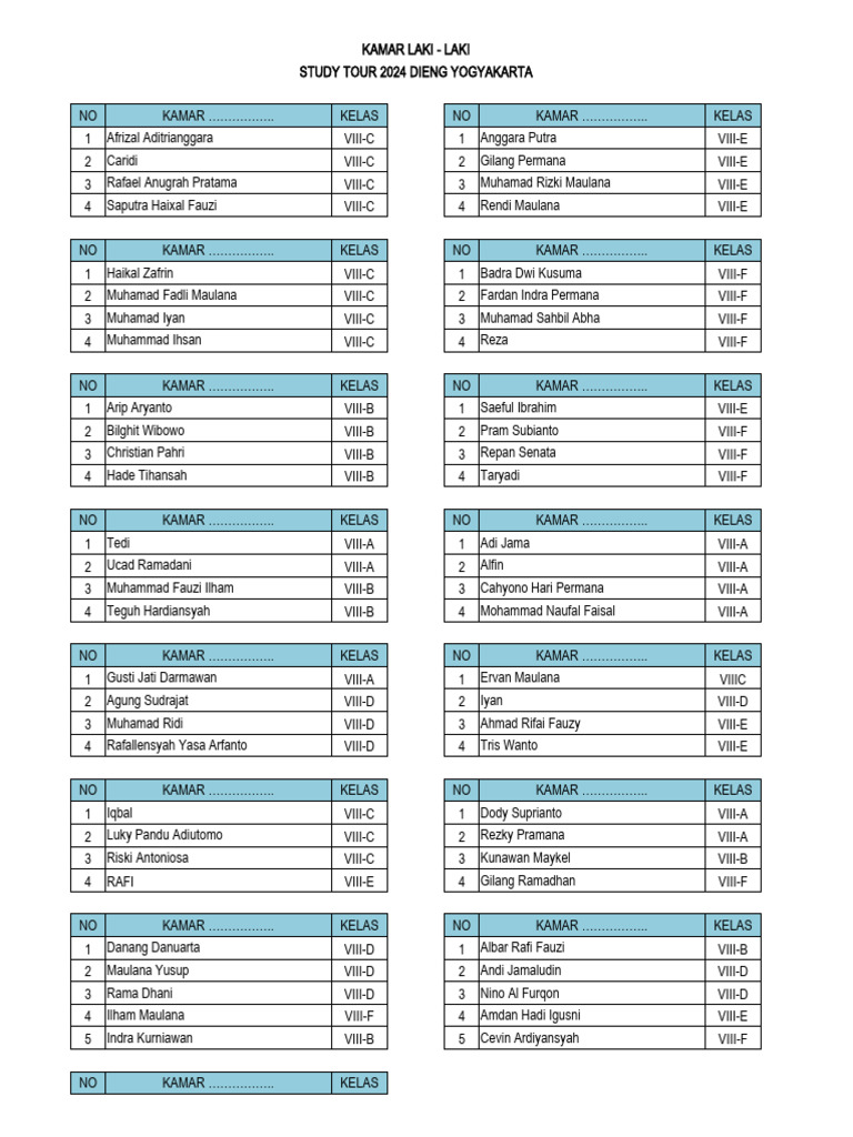 Kamar Study Tur | PDF