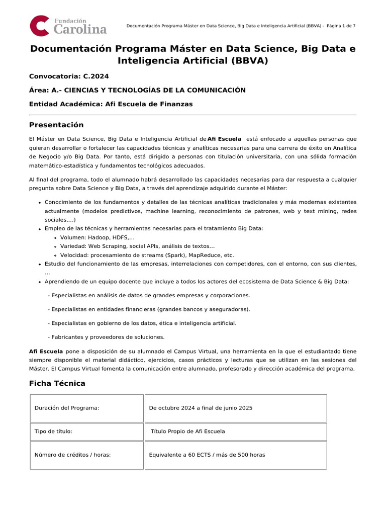 Máster en Data Science, Big Data e Inteligencia Artificial (BBVA) | PDF ... Máster en Data Science, Big Data e Inteligencia Artificial (BBVA) | PDF ...