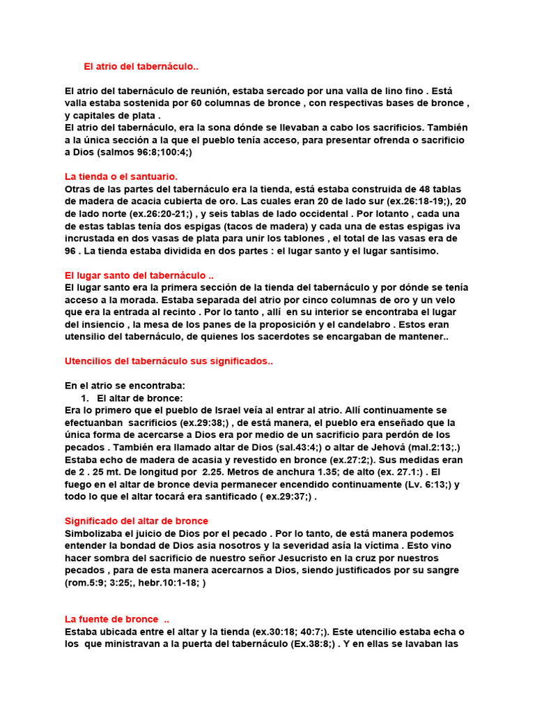 Estructura y Significado del Atrio del Tabernáculo | PDF | Tabernáculo ...