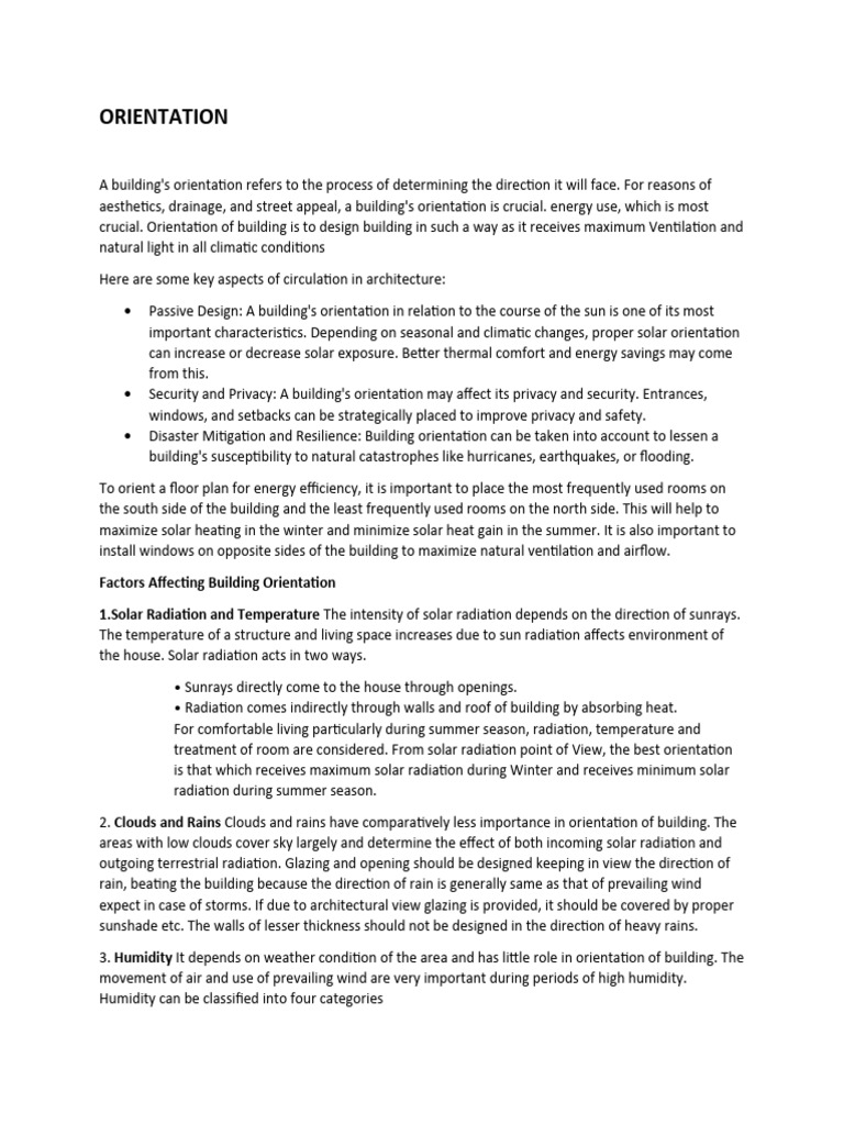 Building Orientation and Circulation Design | PDF