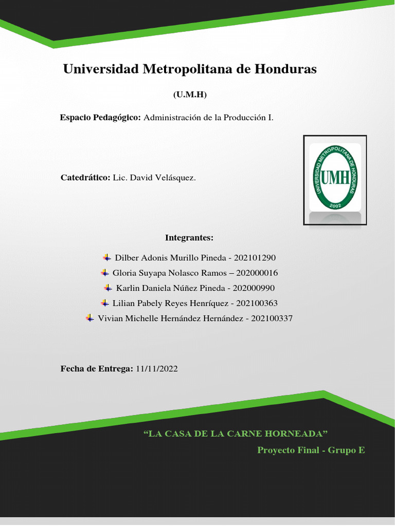 Proyecto Final - Ejemplo | Descargar gratis PDF | Inventario | Business