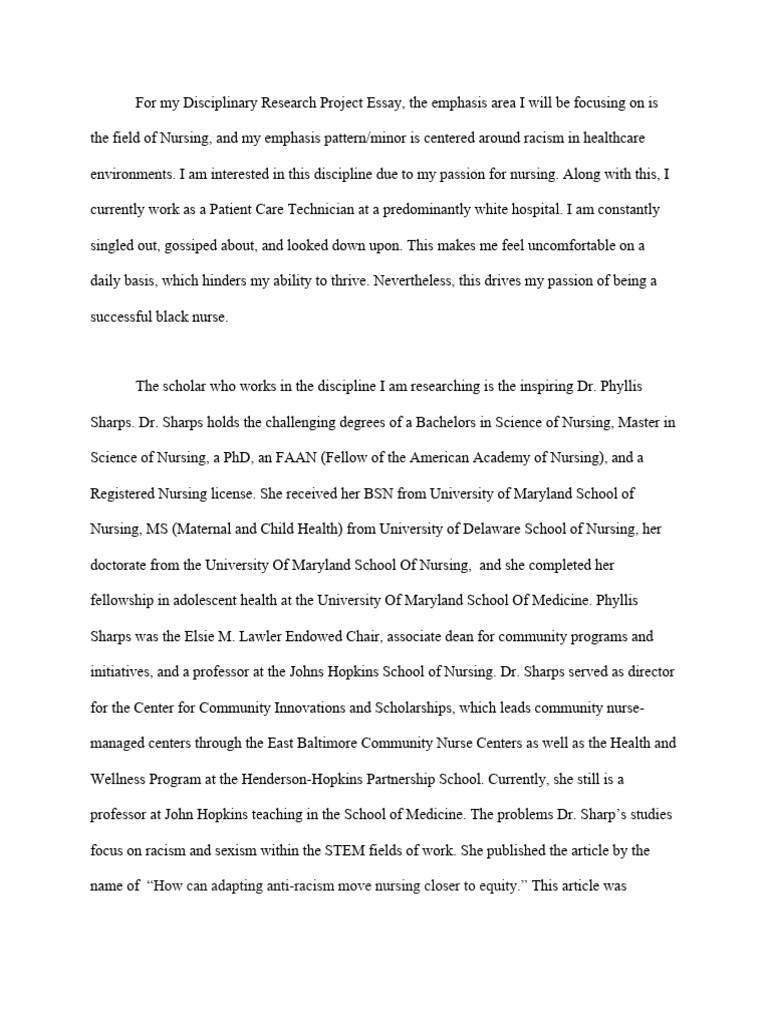 Disciplinary Research Project Essay | PDF