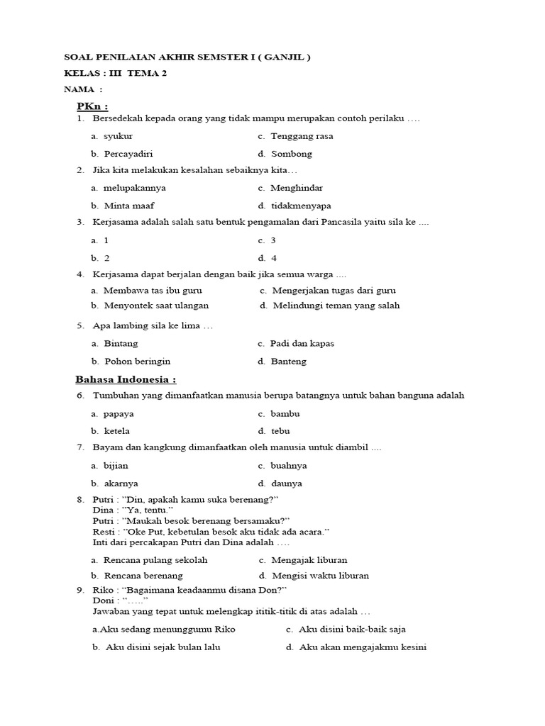 Kelas 3 Tema 2 | PDF