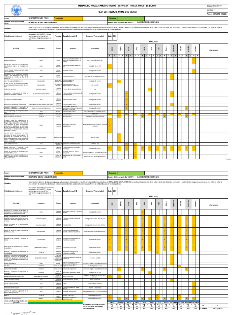 Plan de Trabajo Anual Del SG-SST BOHIO 2024 | PDF