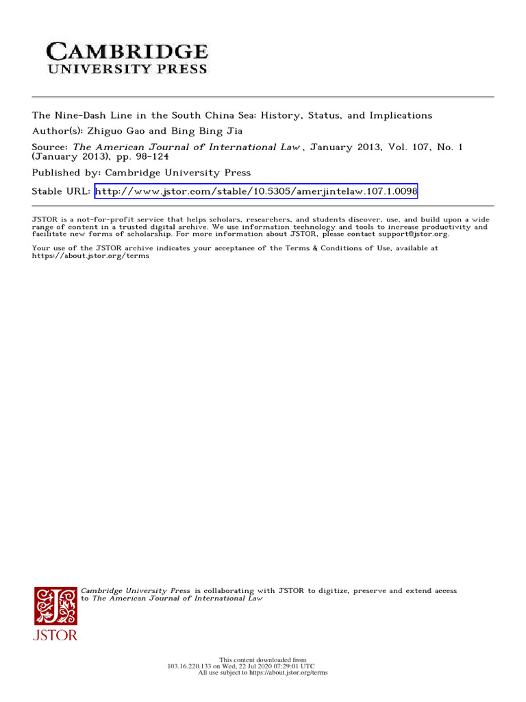 Nine-Dash Line: History and Legal Implications | PDF | Territorial ...