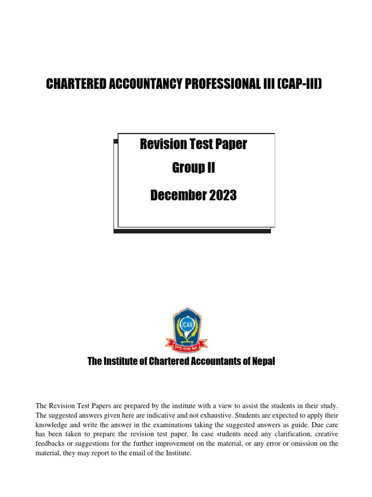 Cap III Group II RTP Dec 2023 | PDF