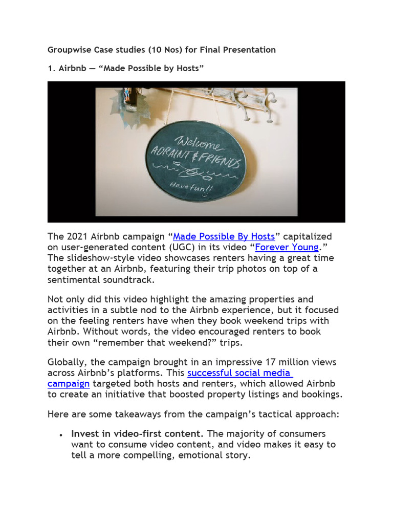 10 Groupwise Case Studies For Final Presentation | PDF