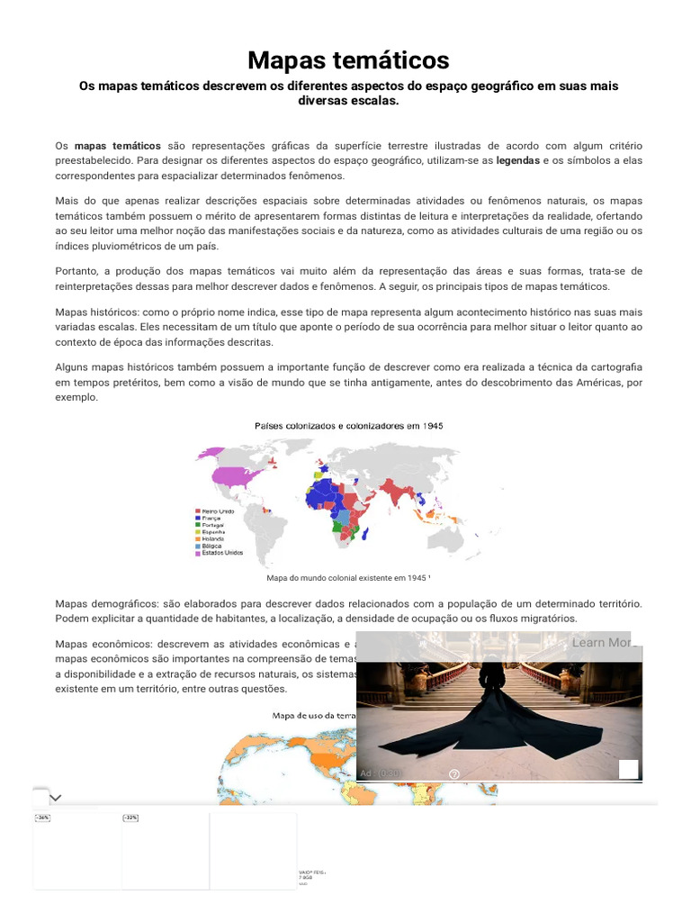 Mapas Temáticos. Tipos de Mapas Temáticos - Brasil Escola | PDF | Mapa | Geografia