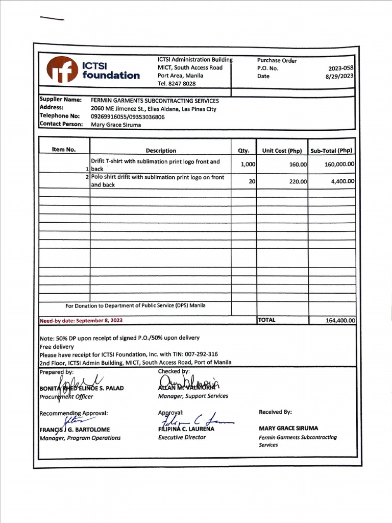 P.O. Fermin Garments | PDF