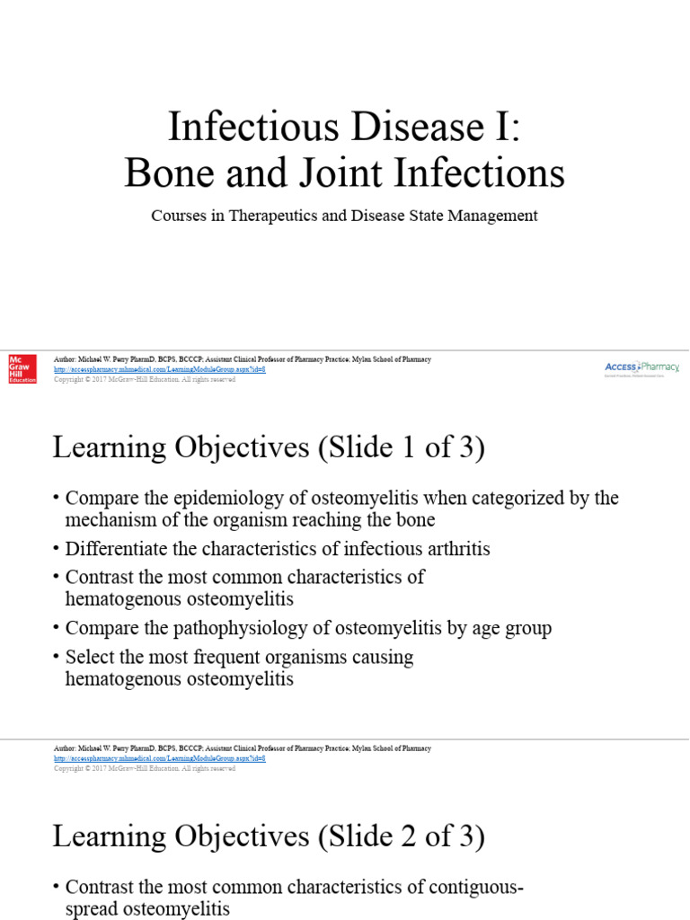 Infectious Disease I - 05 (2) - Bone and Joint Infections (Courses in Therapeutics and Disease ...