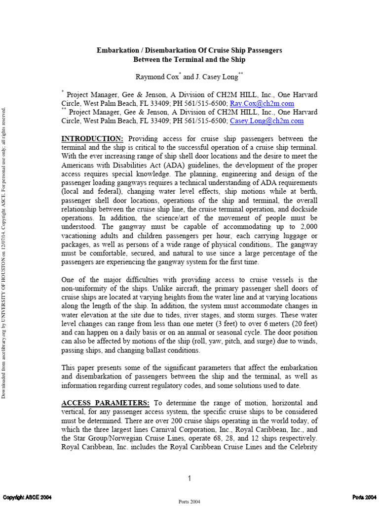 Embarkation, Disembarkation of Cruise Ship Passengersfu | PDF | Cruise ...