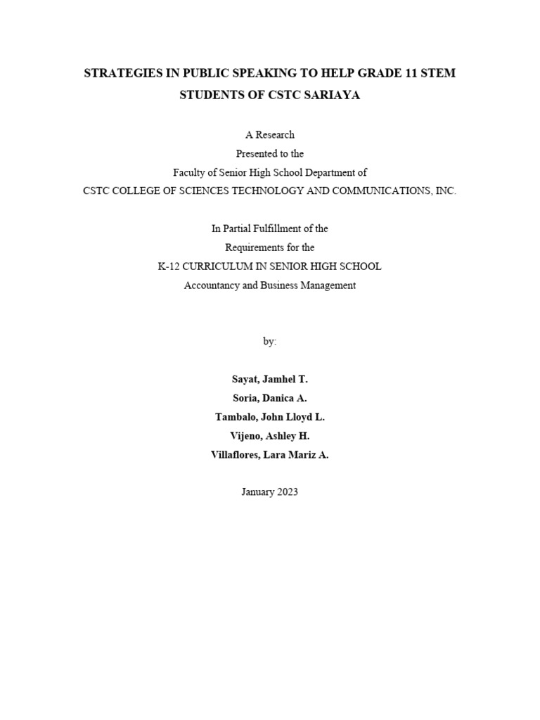 Sample Research Chapter 1 2 | PDF | Public Speaking | Anxiety