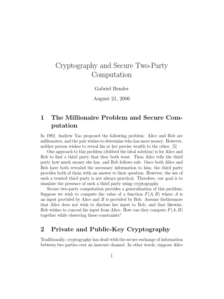 Cryptography and Secure Two-Party Computation | PDF | Cryptography | Public Key Cryptography