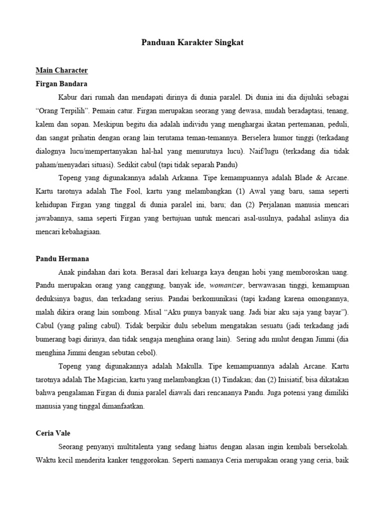Panduan Karakter | PDF