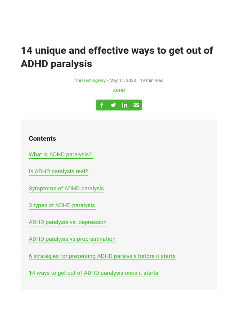 14 Unique and Effective Ways To Get Out of ADHD Paralysis | Download Free PDF | Attention ...