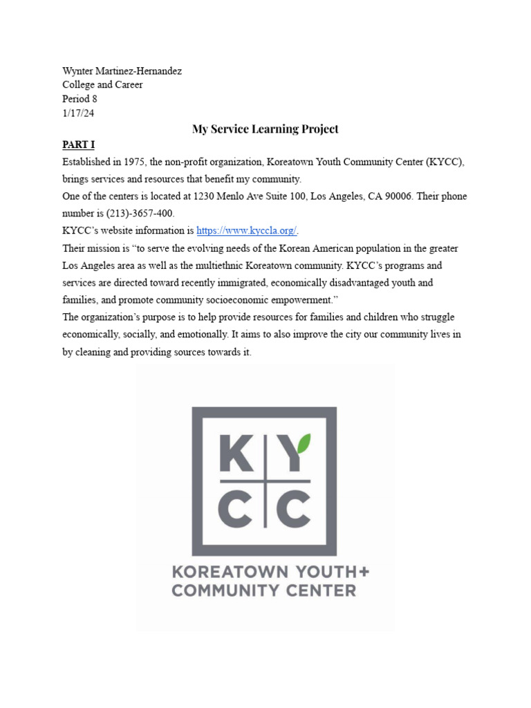 Service Learning Project | PDF