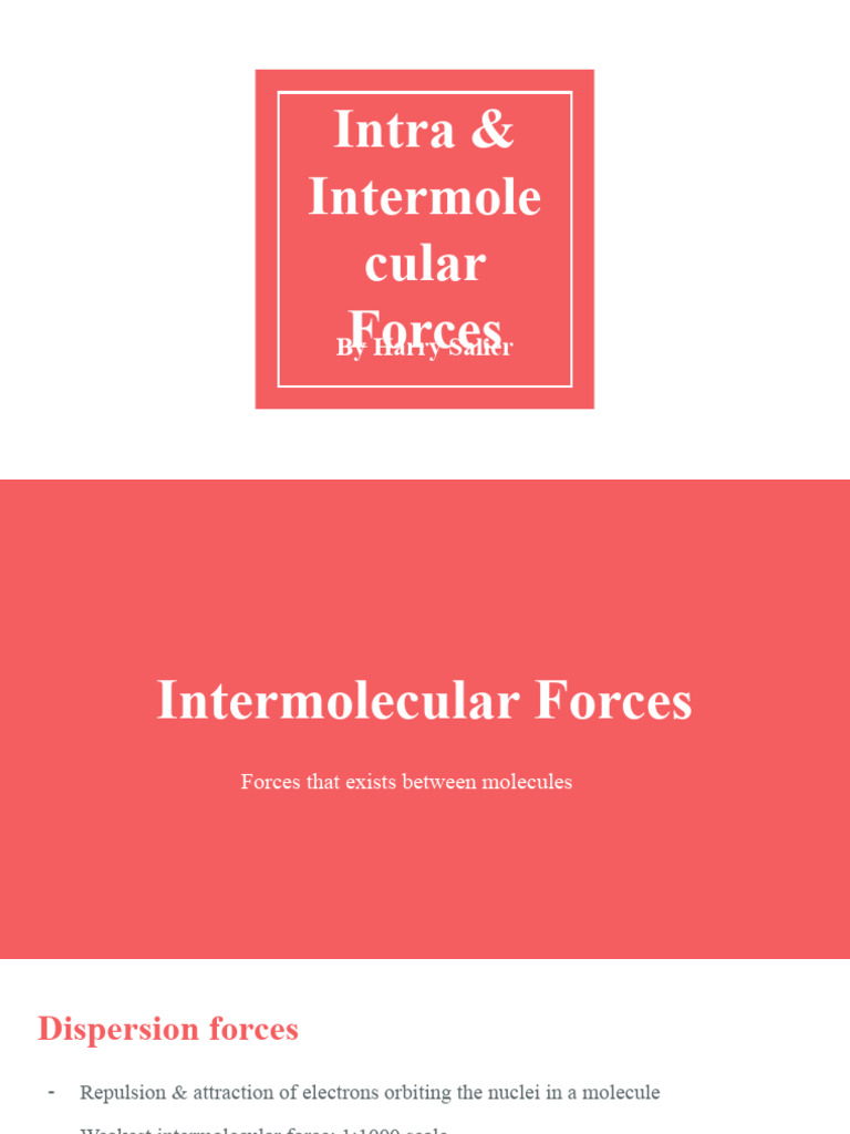 Intermolecular and Intramolecular Forces | PDF | Chemical Bond ...