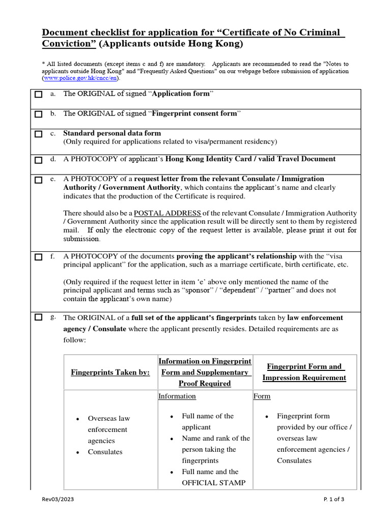 Hong Kong Police Clearance Application Guide | PDF | Law