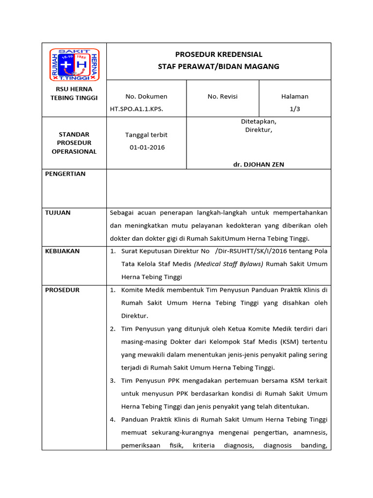 Sop Prosedur Kredensial Benar | PDF