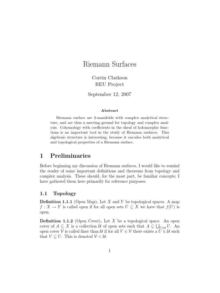 Understanding Riemann Surfaces | PDF | Manifold | Holomorphic Function