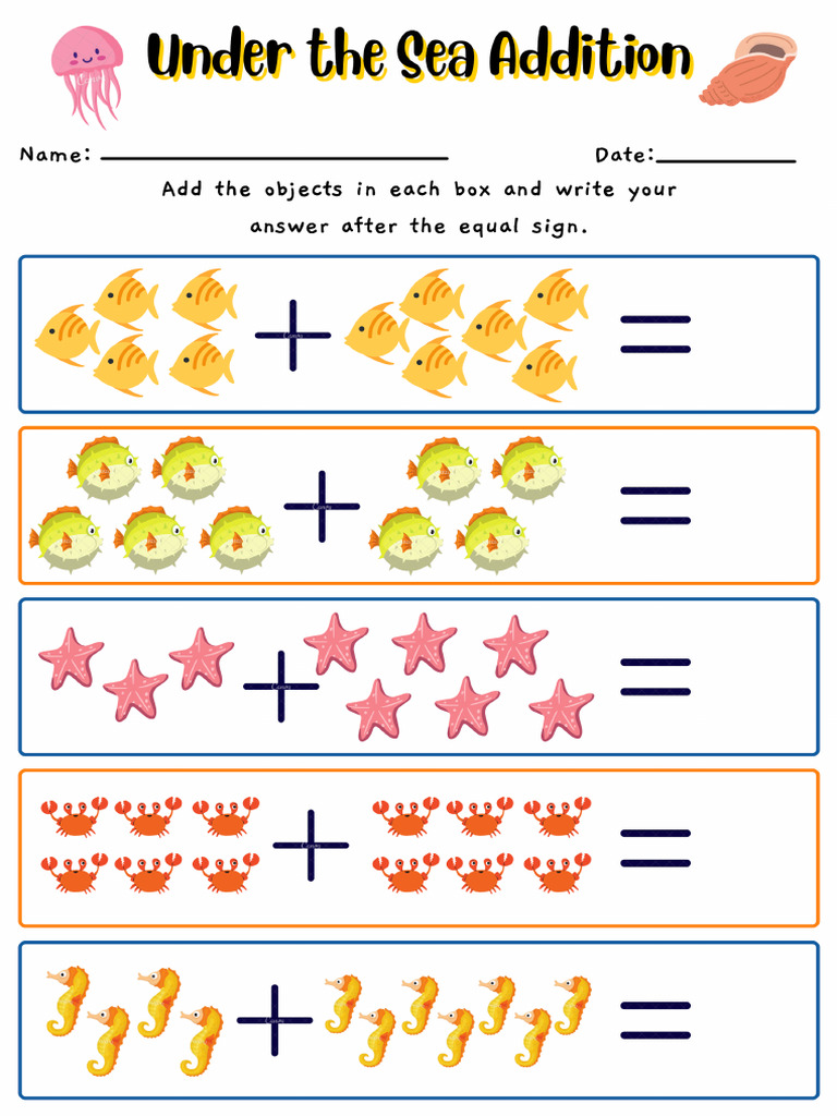 Under The Sea Addition Worksheet - 20240115 - 124714 - 0000 | PDF